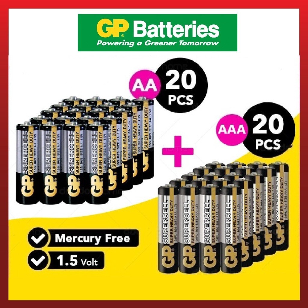 [GENUINE] GP Ultra Alkaline (1 BOX: 20 PCS)/ GP BATTERY SUPERCELL SUPER HEAVY DUTY AAA/AA ...