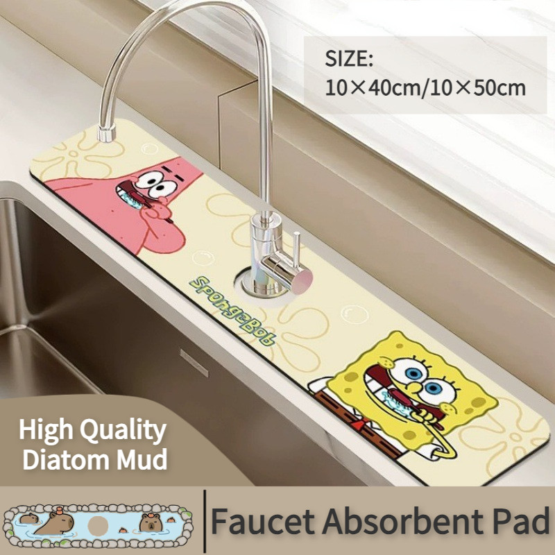 Diatom Mud Faucet Mat Capybara SpongeBob Cartoon Image Drain Pad ...