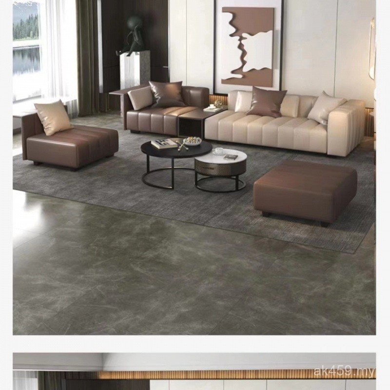 Sofa gabungan ruang tamu kulit sudut minimalis lurus gaya Itali ...