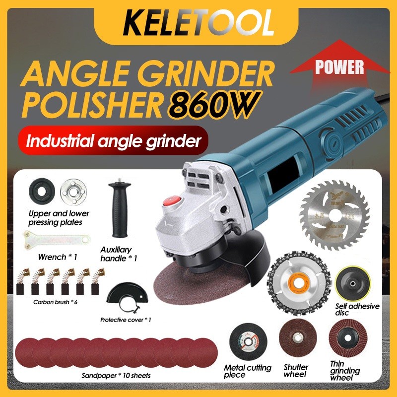 220V Electric Angle Grinder 100mm 860W 11000RPM for Cutting Grinding ...