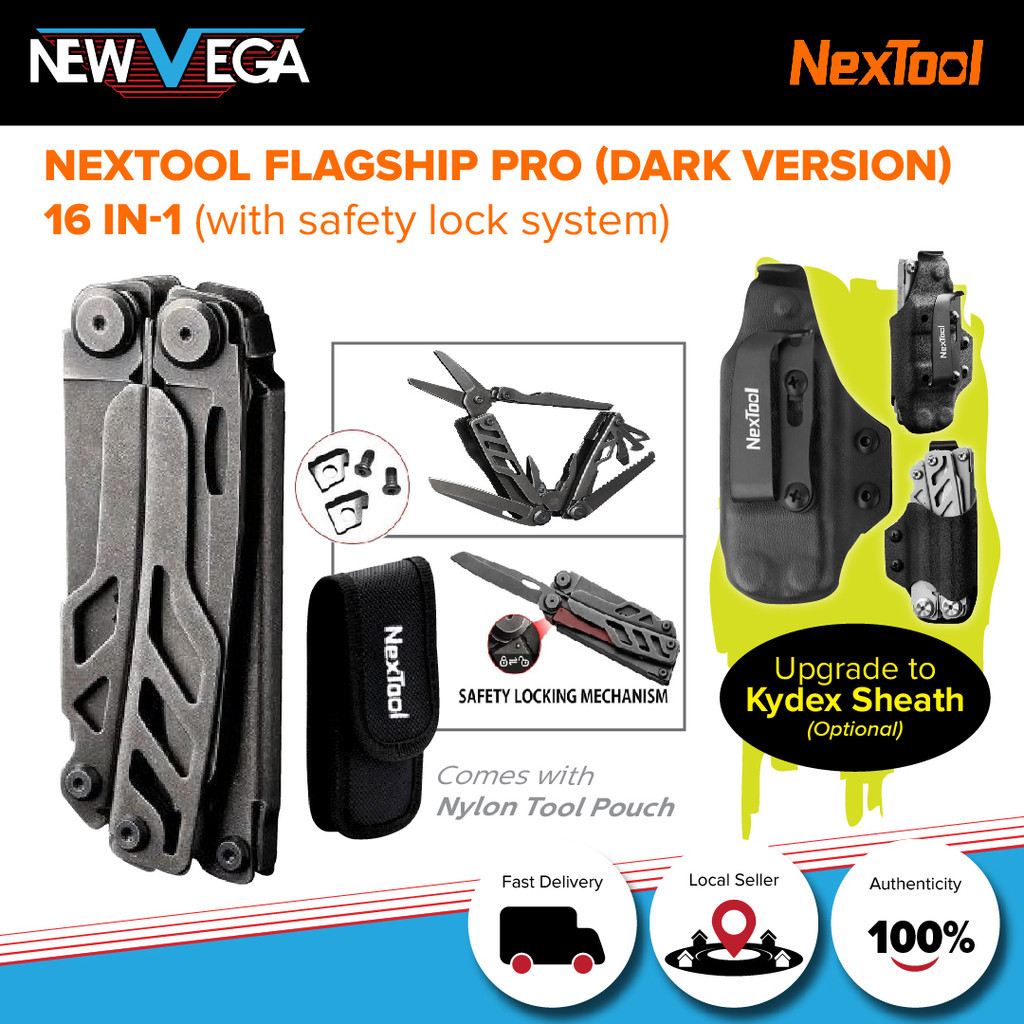 NexTool Flagship Pro (Dark version) 16 in1 Multi-functional EDC Tool Safety Lock System NE20240 ...