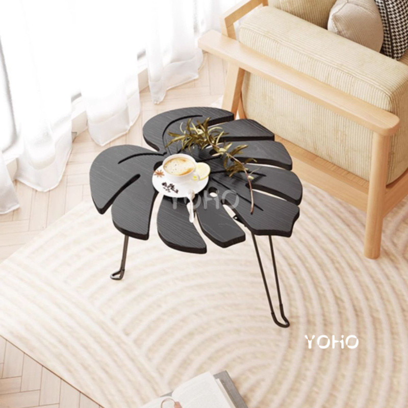 Ins style solid wood leaves side table designer bay window small coffee ...