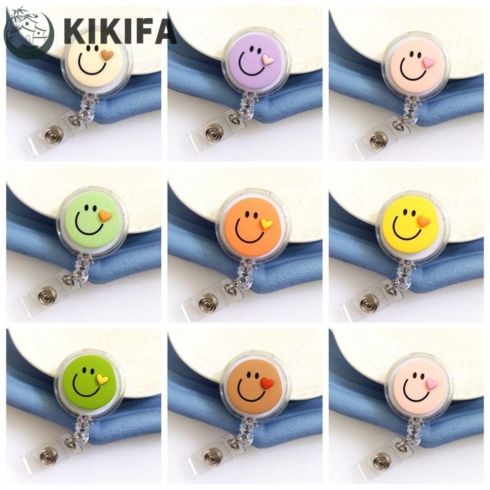 KIKIFA Nurse Badge Reel, Work Card Smiling Face Retractable Badge ...