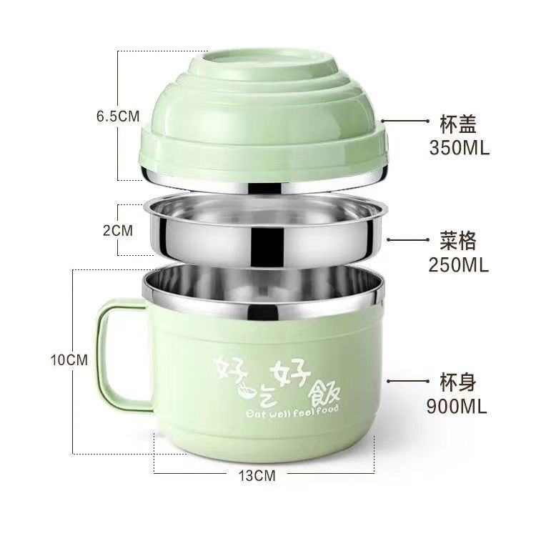 New Product Stainless Steel Fast Food Cup with Lid Large Instant Noodle Bowl Student Dormitory ...
