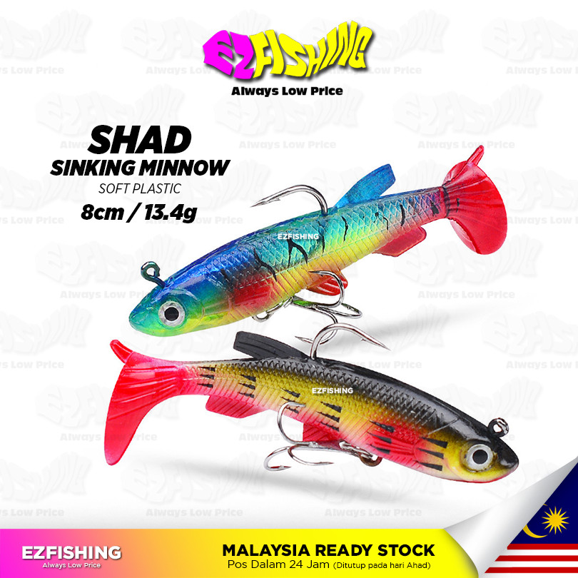EZF Shad Sinking Minnow 8cm 13.4g Swimbaits Fishing Lures Soft Plastic ...
