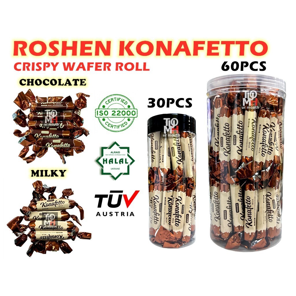 ROSHEN Konafetto Crispy Wafer Roll/ Chocolate/Milk/ Coklat/ Rasa Susu ...