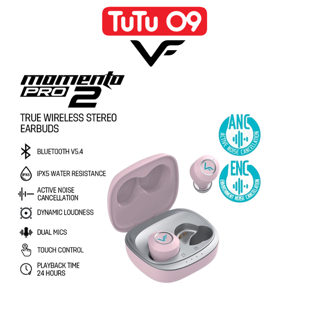 VF Momento Pro 2 Extra Bass ENC ANC True Wireless TWS Earbuds Dual Mic ...