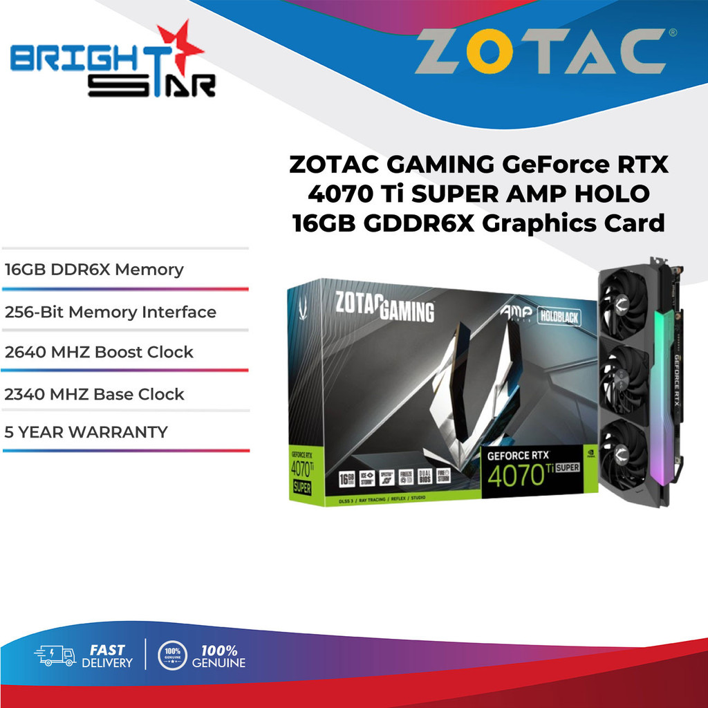 ZOTAC GAMING GeForce RTX 4070 Ti SUPER AMP HOLO 16GB GDDR6X Graphics Card | Shopee Malaysia