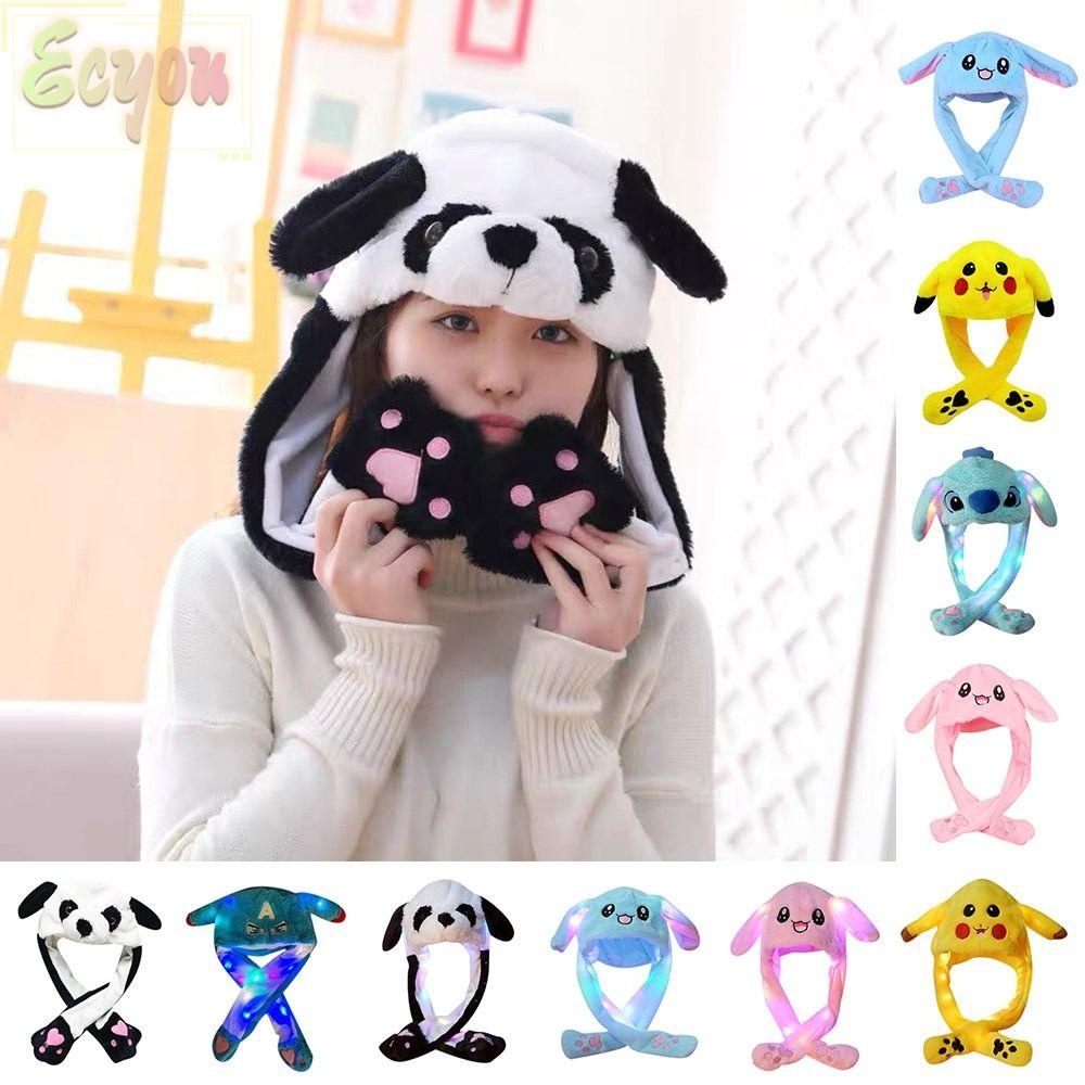 ECYOU Glowing Plush Moving Hat, Cartoon Neck Warmer Animal Earflap Hat ...