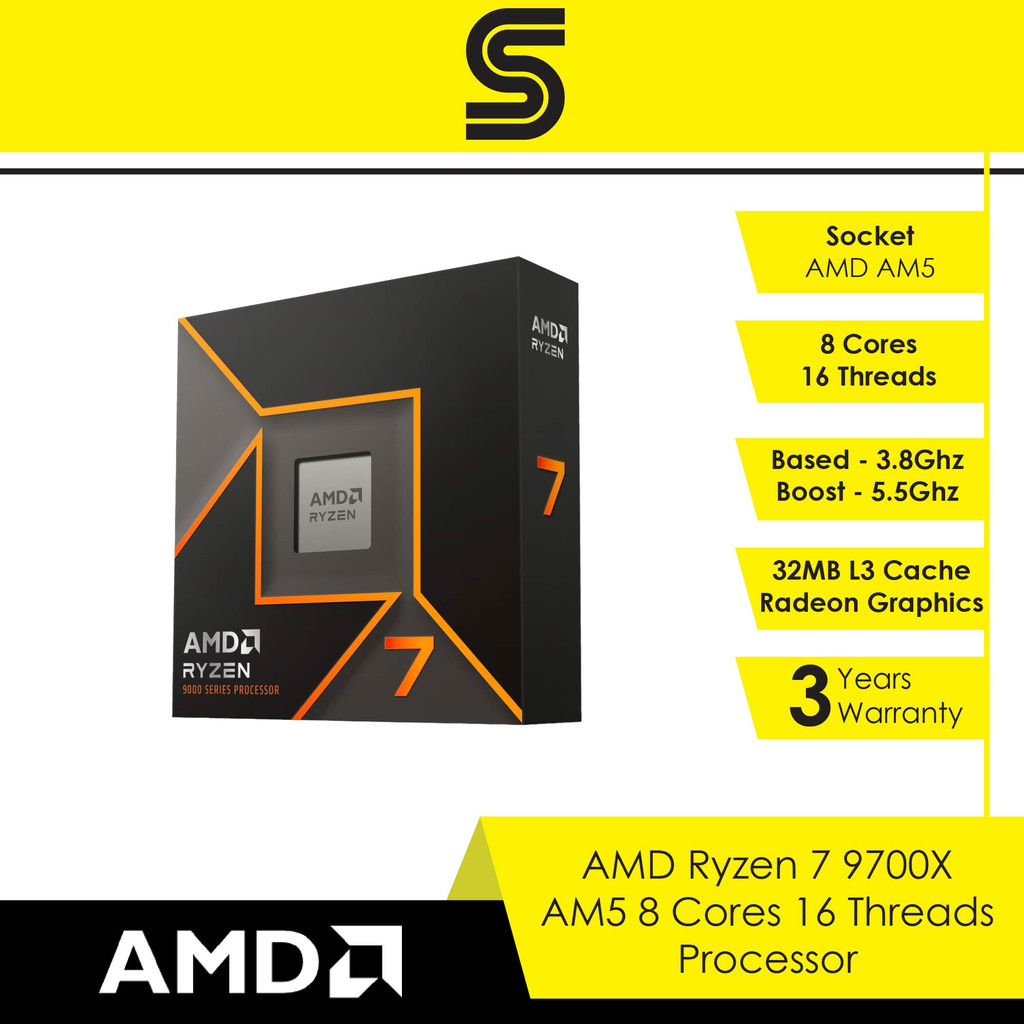 AMD Ryzen 7 9700X AM5 8 Cores 16 Threads Processor | Shopee Malaysia