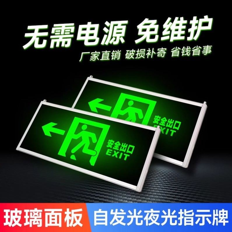Safe Exit Indicator Light Comes with Battery Self-Luminous Fire Sign ...