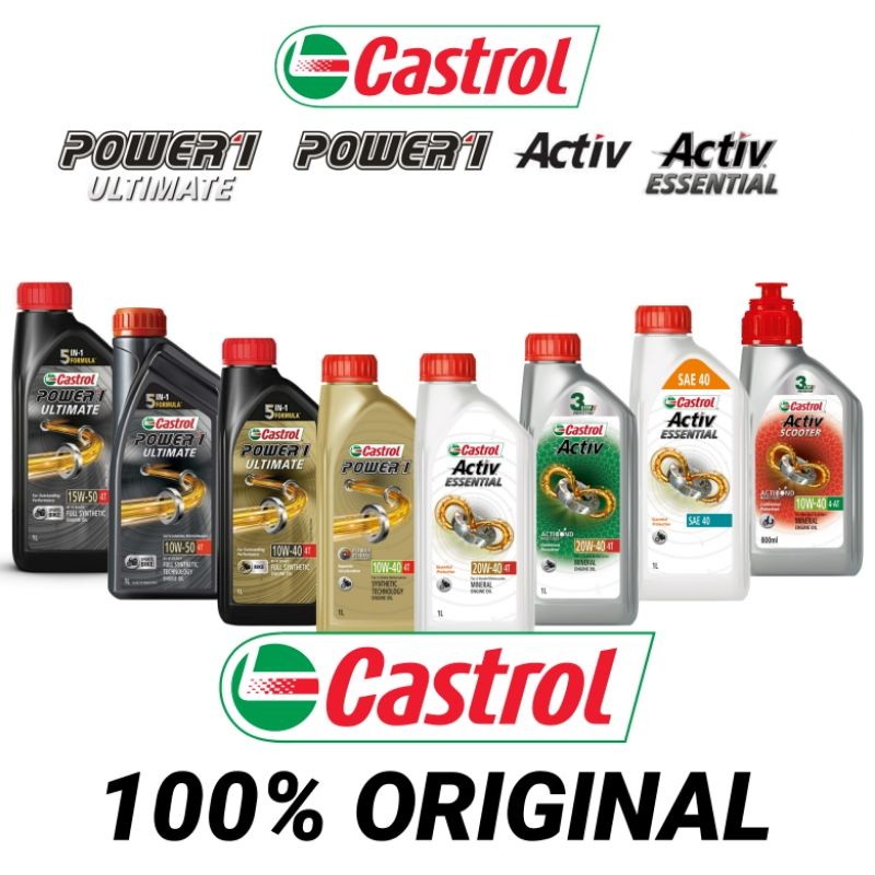 100% ORIGINAL CASTROL 4T ENGINE OIL MINYAK HITAM SAE POWER1 ULTIMATE ...