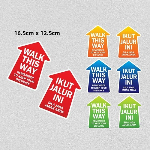 Social Distancing Sign Attention Wall Floor Walk This Way Ikut Jalur ...