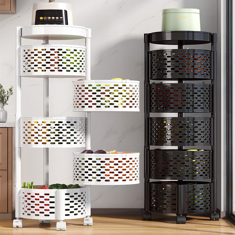 Kitchen vegetable shelf floor household multifunctional rotating ...