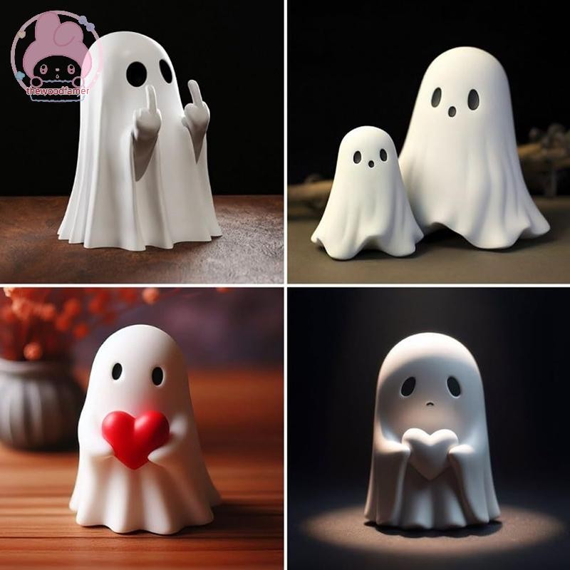 thewoodfamer Middle Finger Cute Ghost Statue, Ghosts Small Scary Ghost ...
