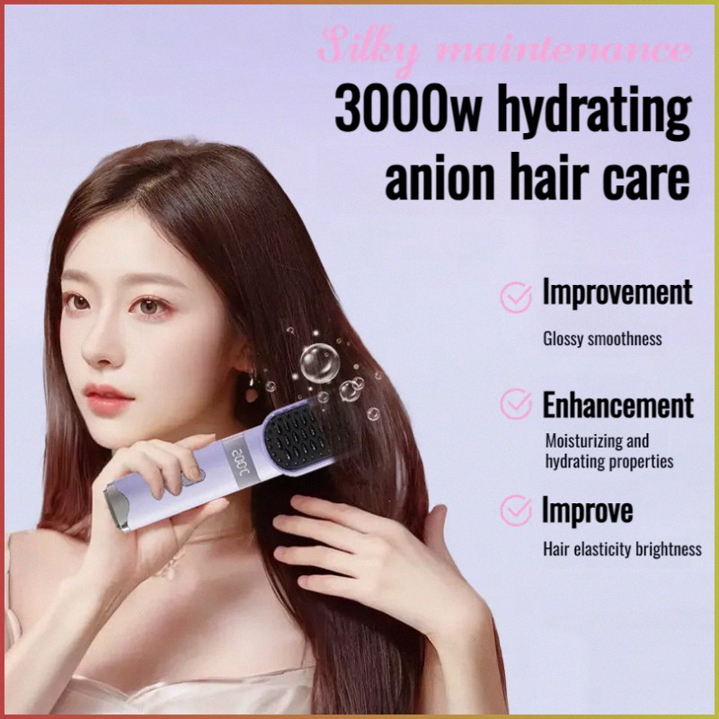 Curly Hair Electric Comb Cordless Negative Ion Straight Curl Comb ...