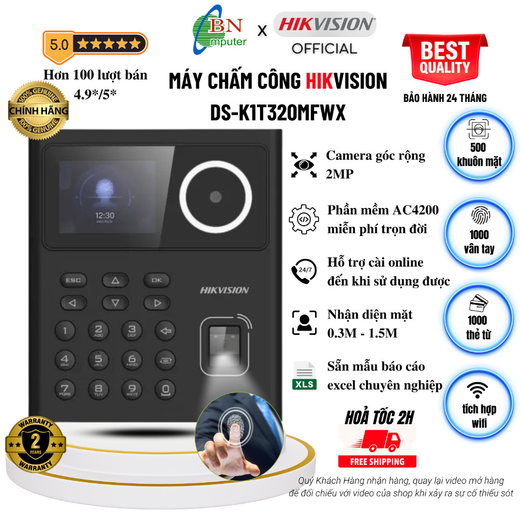 Hikvision wifi time attendance machine DS-K1T320MFWX, integrated facial ...