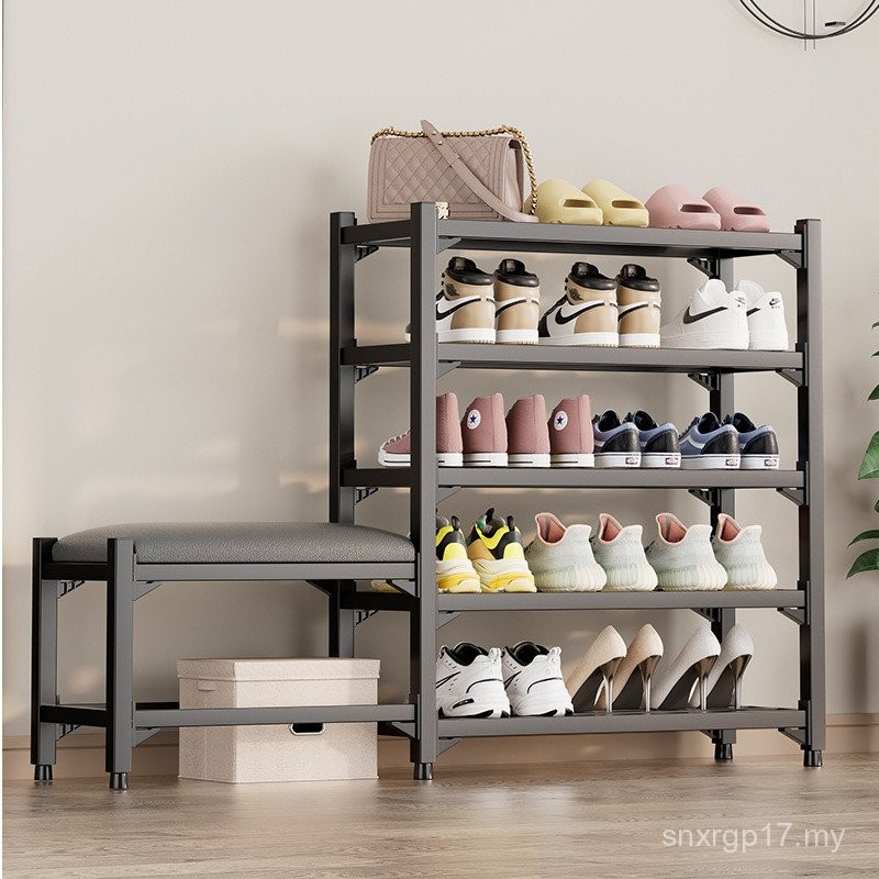 Rak Kasut Berbilang Lapisan Berdiri di Lantai di Pintu, Bangku Menukar ...