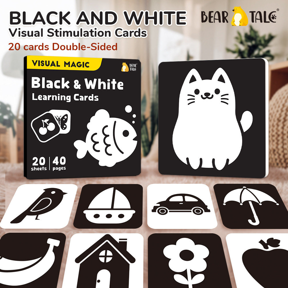 BEAR TALE Baby High Contrast Visual Flash Cards - Black/White | Shopee ...