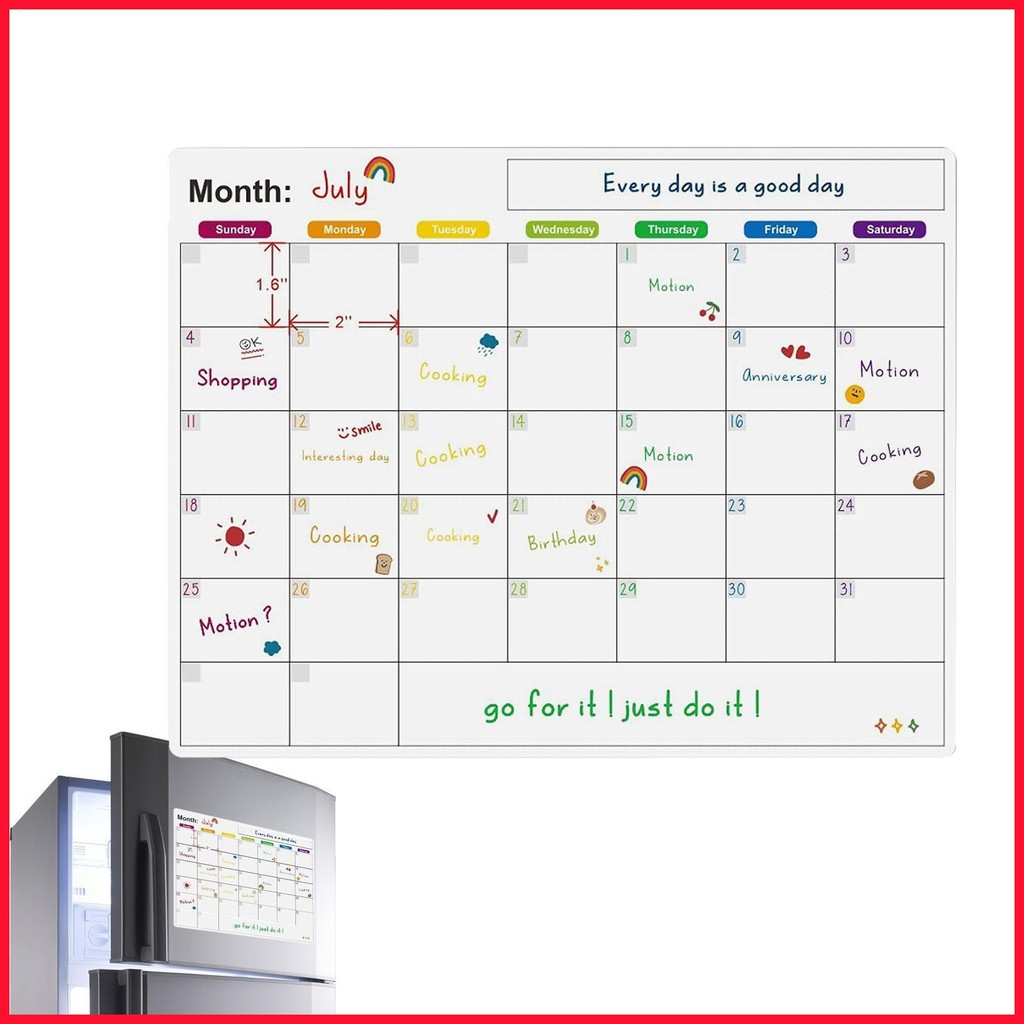 Magnetic Refrigerator Calendar Magnetic Whiteboard Kitchen Calendar ...