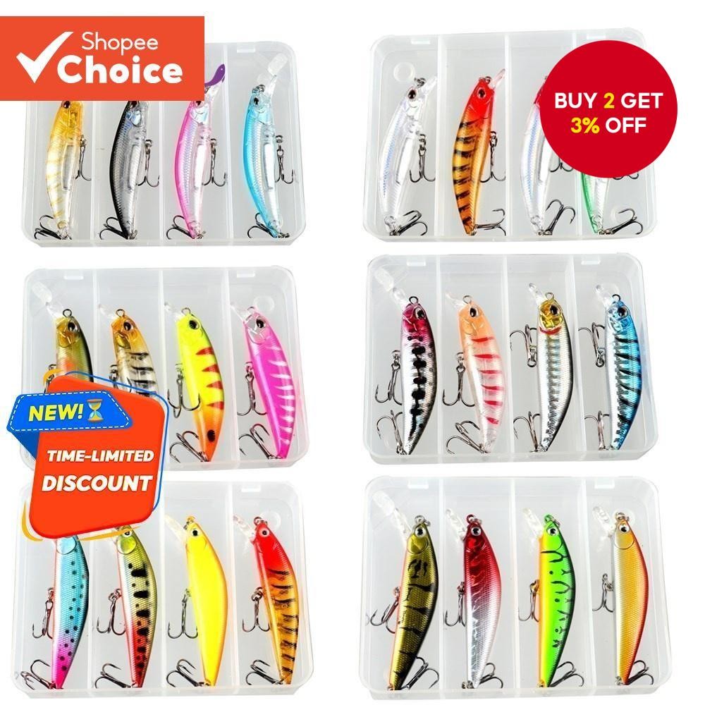 4pcs Boxxed Fishing Gear 8g/6.5g Sinking Minnow Fishing Lure Water Long Throw Lure Hard Bait ...