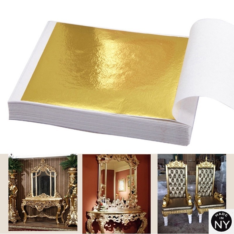 NY 100pcs/set Gold Silver Leaf Sheets for Art Crafts Design Gilding ...