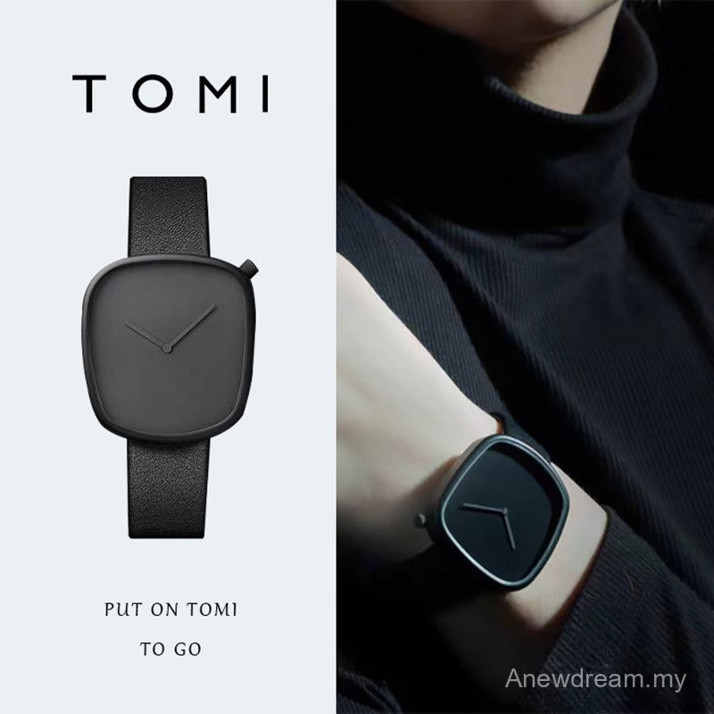 Tomi Pebble Watch Quartz Fashion Men's and Women's Leather-Belt Watch ...
