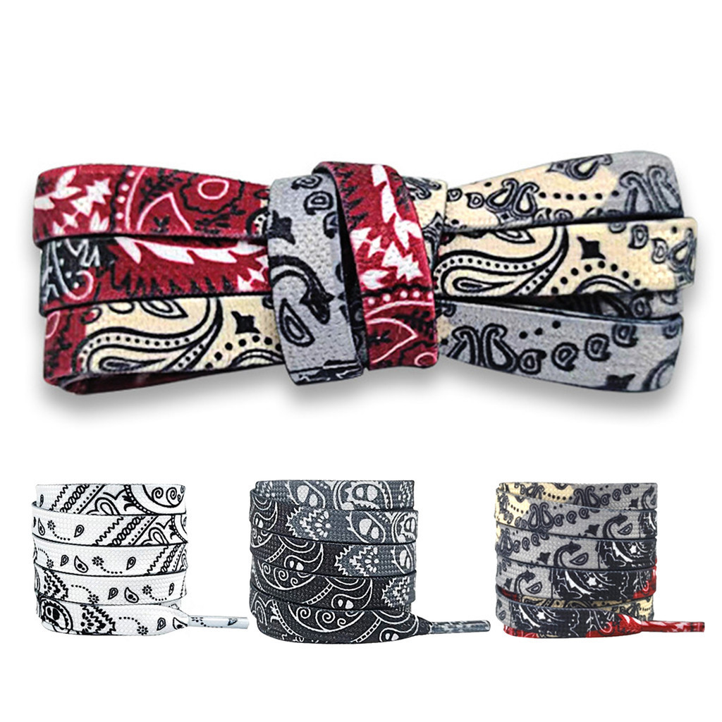 1Pair Creative Cashew Print Shoelace Durable Colored Flat Shoes Strings ...