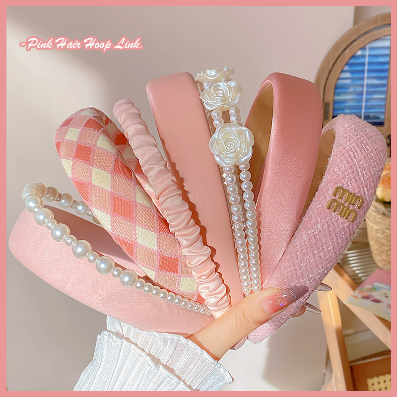 Pink Y2k Ladies Headband Simple High-End Temperament Headband | Shopee ...