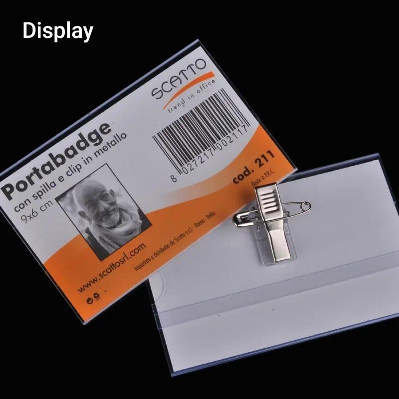 10pcs Transparent ID Card Holder with Safety Pin Clip for Business Name ...