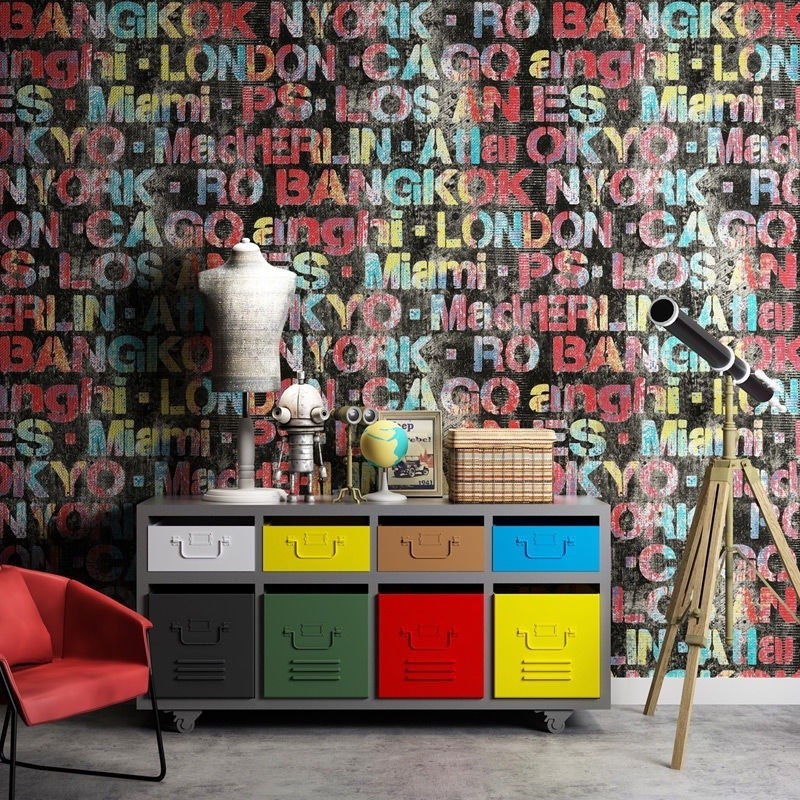 Modern Fashion Color English Letter Wallpaper Restaurant Barber Shop ...