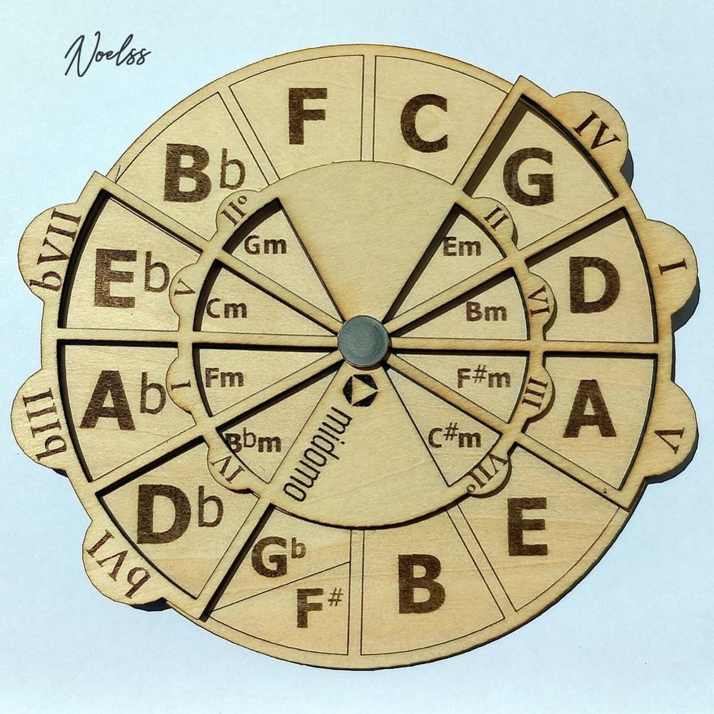 Wooden Music Tools Circle Round Circle of Fifths Wheel for Guitar Notes ...