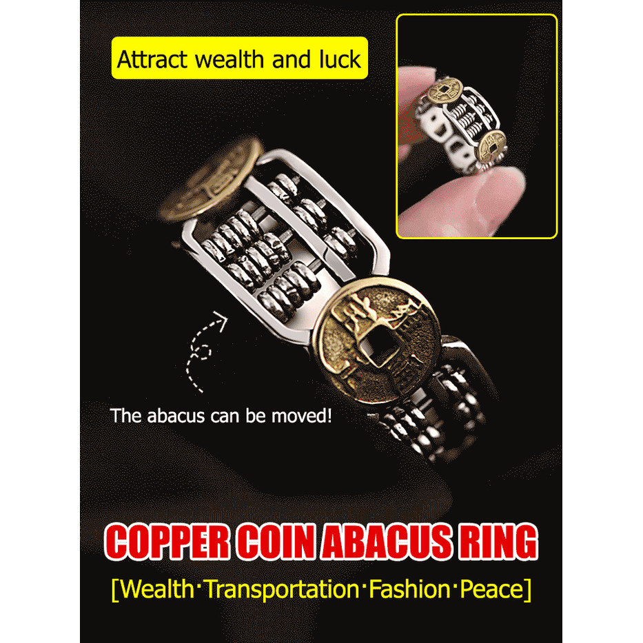 ⚡MY HOT⚡【Wealth from all directions】Copper coin abacus ring 【四方来财 ...