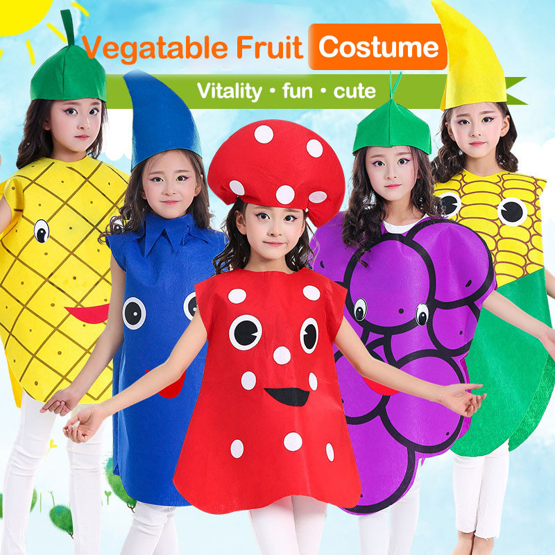 Kids Fruit Vegetable Costume Nutrition Month Vegatables Cosplay Costume For Kids Pretend Game ...