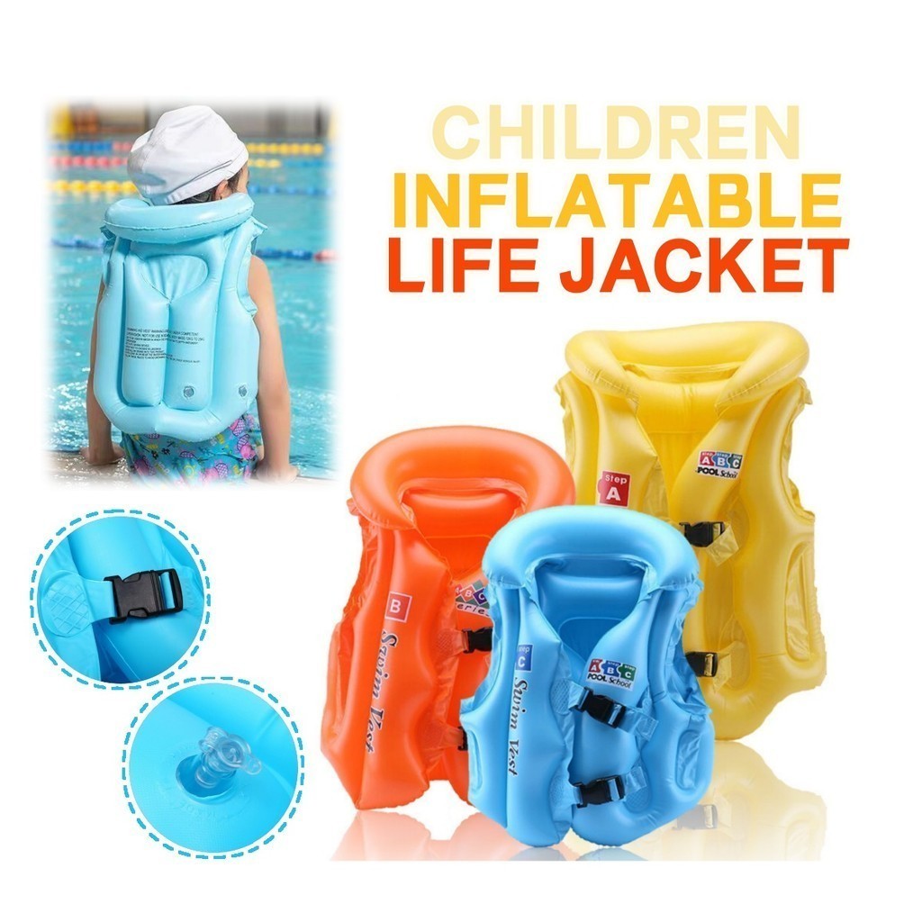 Kid Inflatable Life Jacket Vest Pool Float Children Swim Life Jacket ...