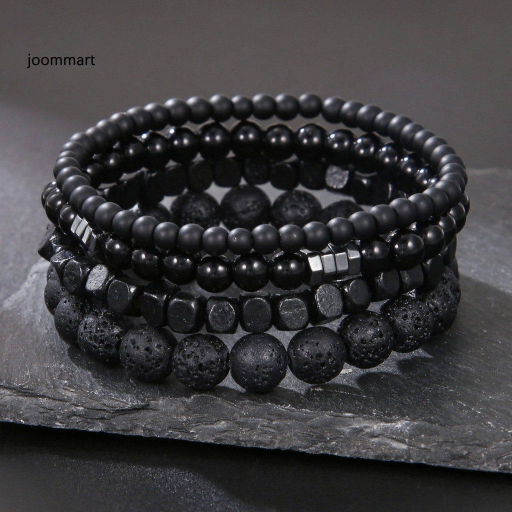 Joom Adjustable Bead Bracelet Volcanic Stone Jewelry Men's Black Stone ...