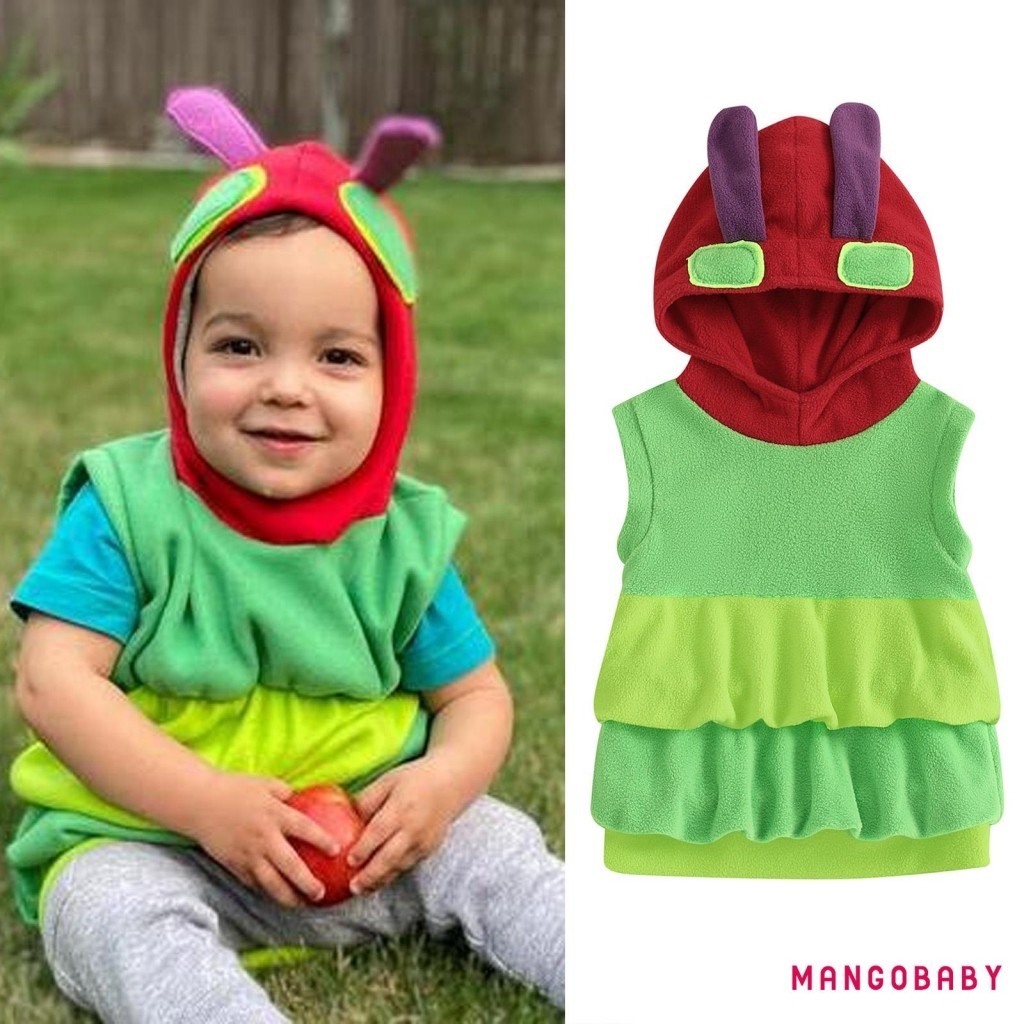 MANGO-Kids Caterpillar Costume Sleeveless Hooded Vest Contrast Color ...