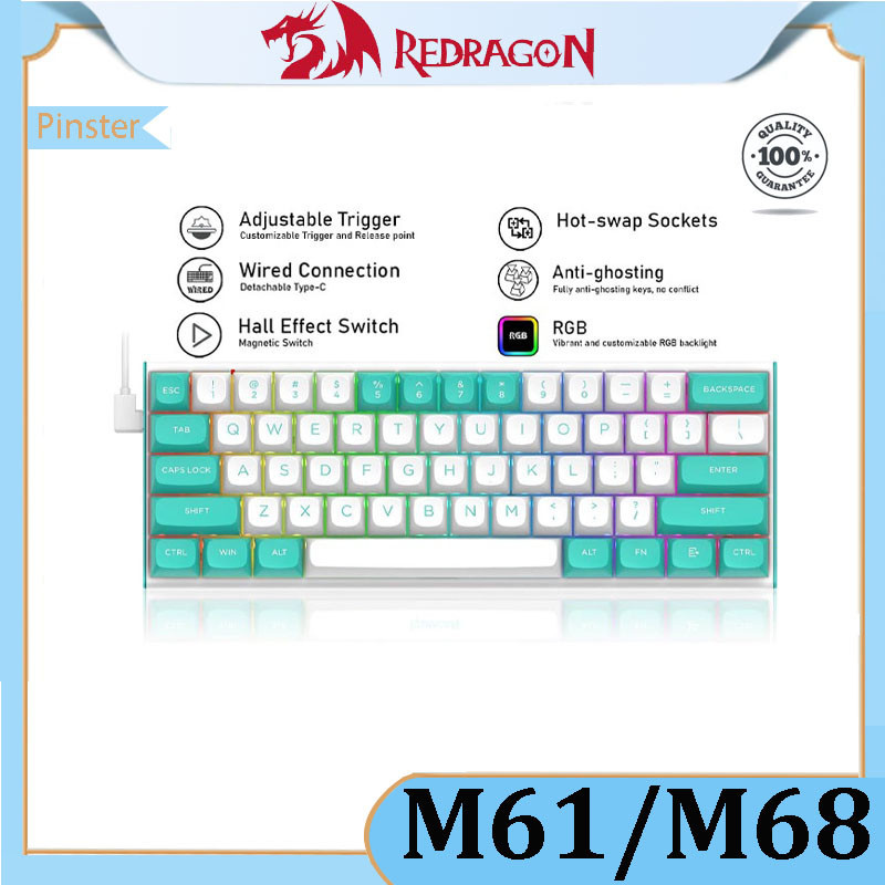Redragon M61 Wired Keyboard Linear Adjustable Magnetic Switch RGB 61 ...