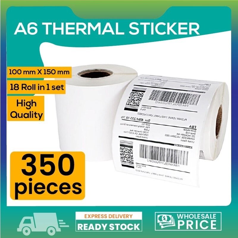 Label Pencetak Terma Kualiti Tinggi A6 350PCS 100*150mm Nota Konsainan ...