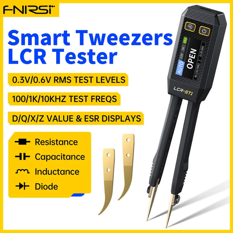FNIRSI LCR-ST1 Mini Smart Tweezer LCR SMD ESR Tester Resistance ...
