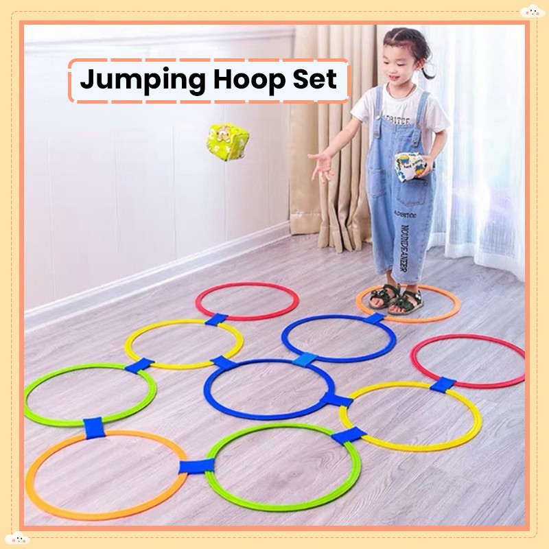 Jumping Hoop Set Toys Kids Physical Training Sport 10 Hoops Lattice ...