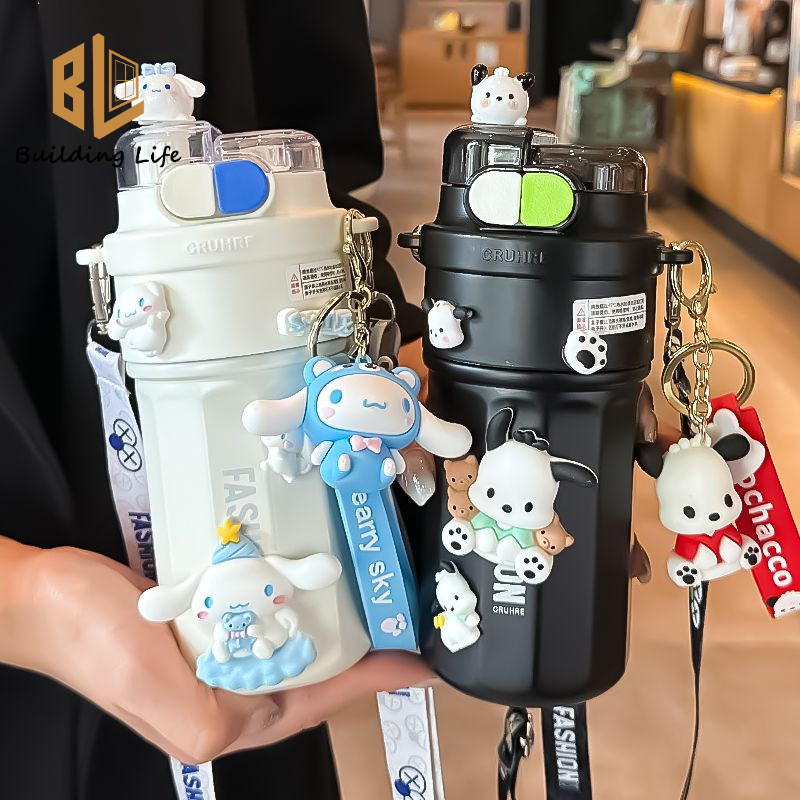 Thermos Cup Sanrio 3D Sticker Water Cup 316 Stainless Steel Crossbody ...