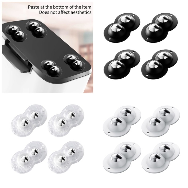 HL Set Of 4 Stick On Double Wheel Casters Easy Glides Up To 100kg Quick ...