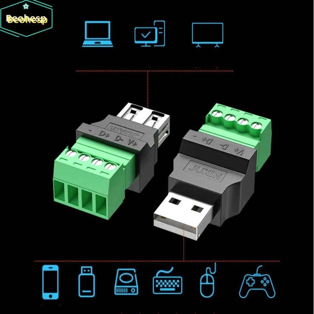 BEOHESP USB Connector, 4 pin USB 2.0 USB Turn Terminal, Avoid Welding ...