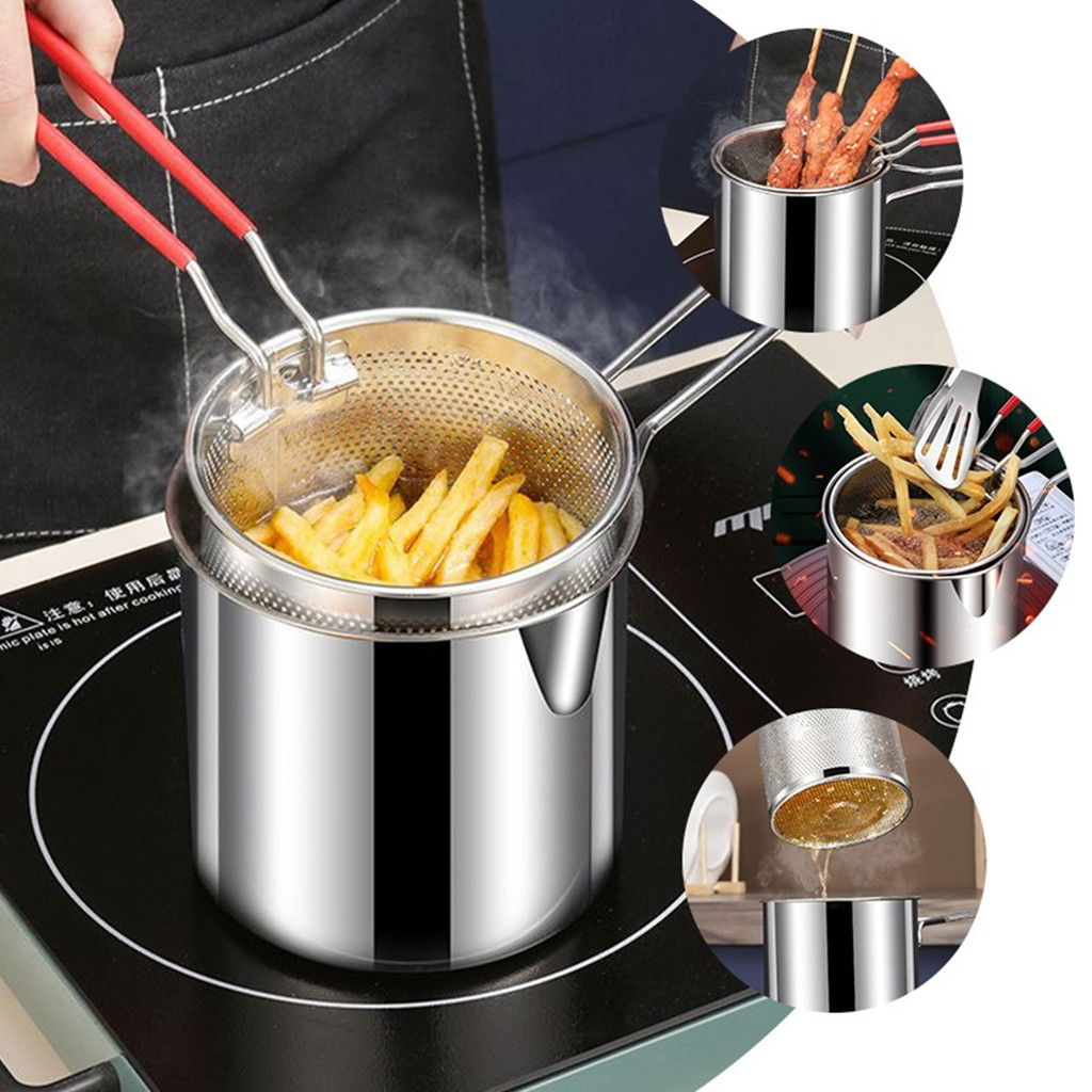 CTD Deep Frying Pot Kitchen Fryer With Strainer Stainless Steel Tempura ...
