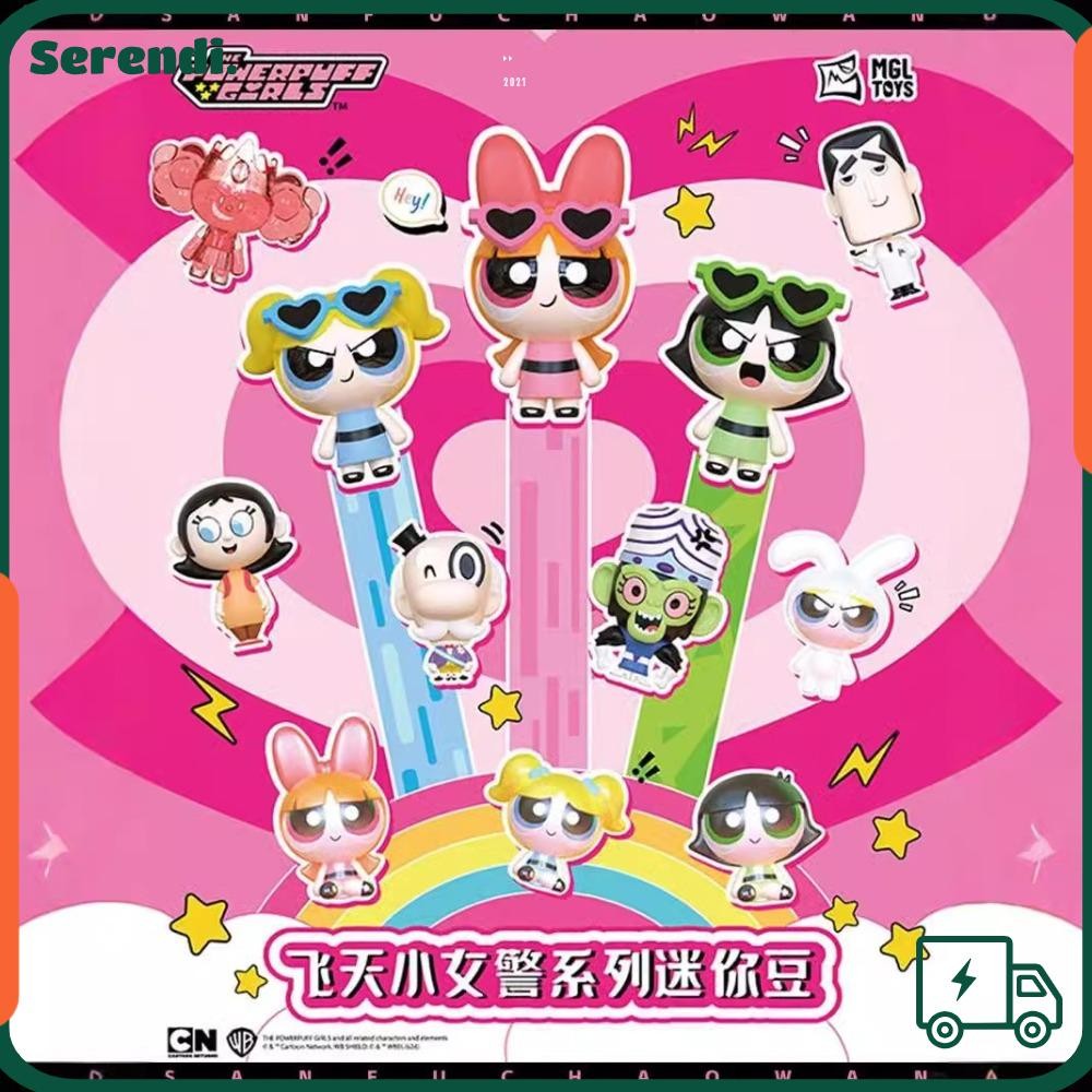 SERENDI Box, Mini Powerpuffs Girls Toy, Kawaii PVC Anime Fiugres Beans ...
