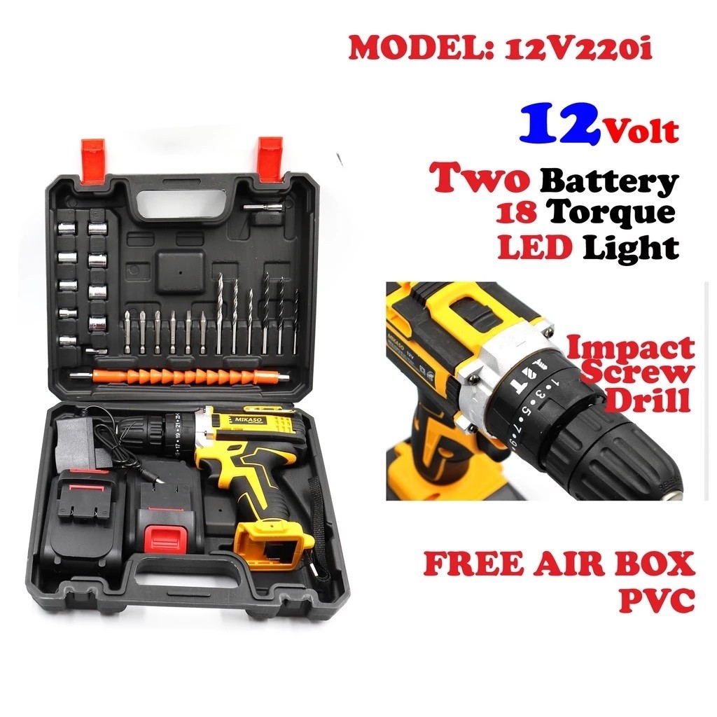 [12 Volt ] Cordless Impact Drill Screwdriver Two battery Model 220i (M ...