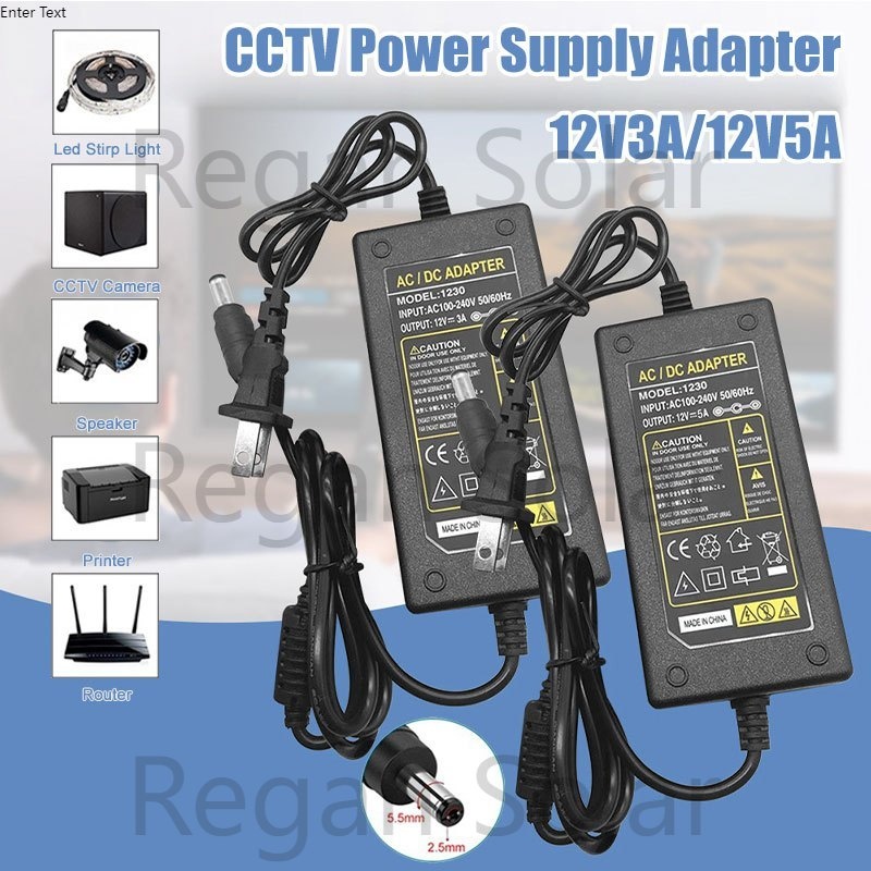 DC12V Adapt 3A / 5A CCTV Power Supply Adapter 12V Power Adaptor ...