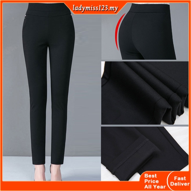 Plus Size M-5XL Formal Office Long Pants Women High Waist Casual Black ...