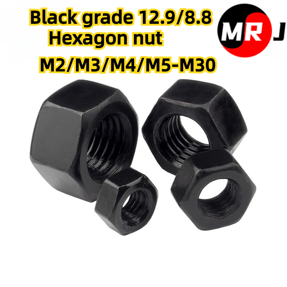 [MRJ] Black Carbon Steel 8.8/12.9 Grade Hex Nut M2/M3/M4/M5-M30 Hex ...